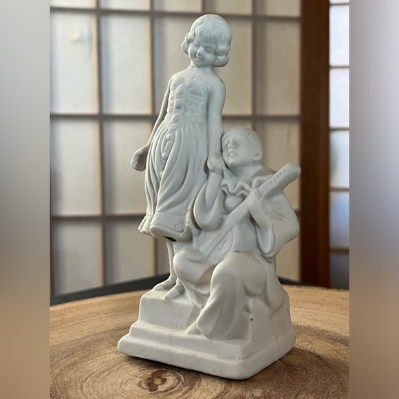 Art | Vintage Bisque Porcelain Statue Lovers Musician Dancer Made In ...